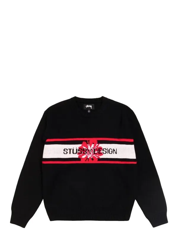 StÜssy Striped Hibiscus Sweater - Black