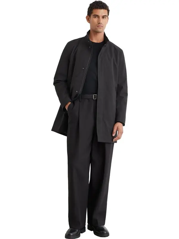 REISS Flaye Hybrid Gilet-insert Funnel-neck Overcoat - Black