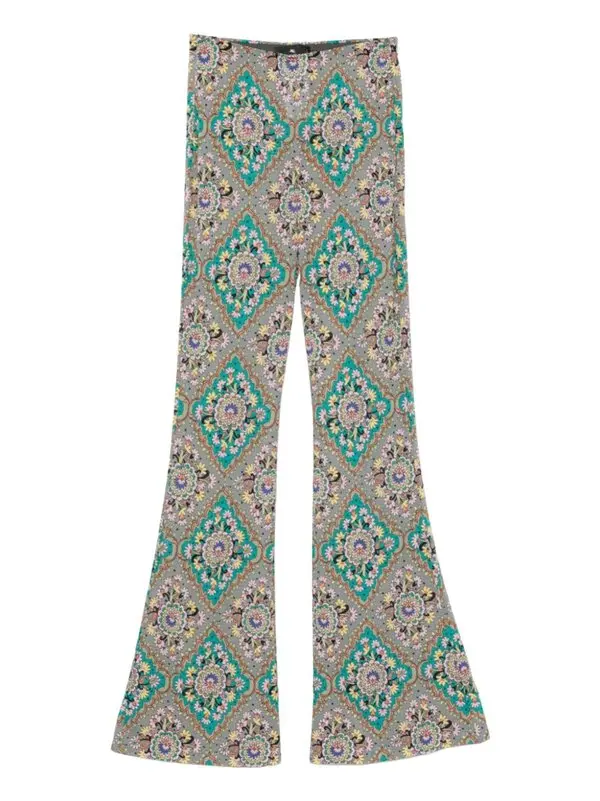 Etro Floral Printed Flared Trousers - Nude