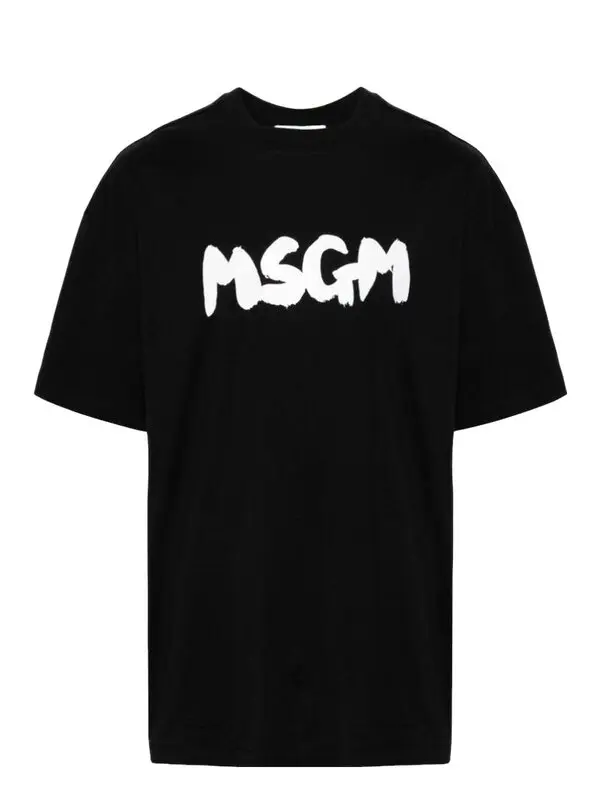 MSGM Logo Printed Crewneck T-shirt - Black