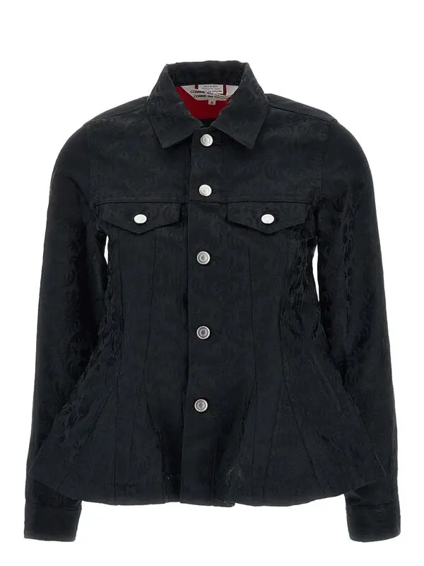 Comme Des Garçons Giacca In Jacquard Floreale - Black