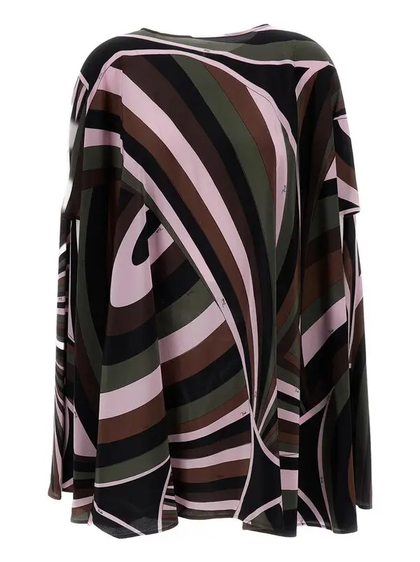 Emilio Pucci Caftano Corto In Crêpe De Chine - Multicolore