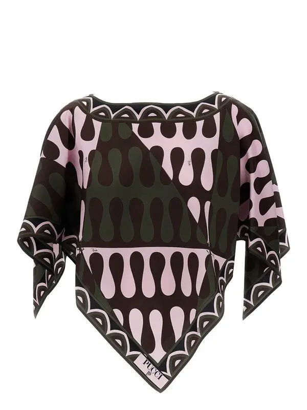 Emilio Pucci Blusa In Twill Di Seta Effetto Mantella - Multicolore
