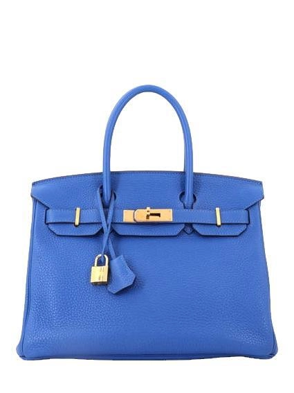 Hermès Birkin Handbag Clemence With Gold Hardware 30 - Blue