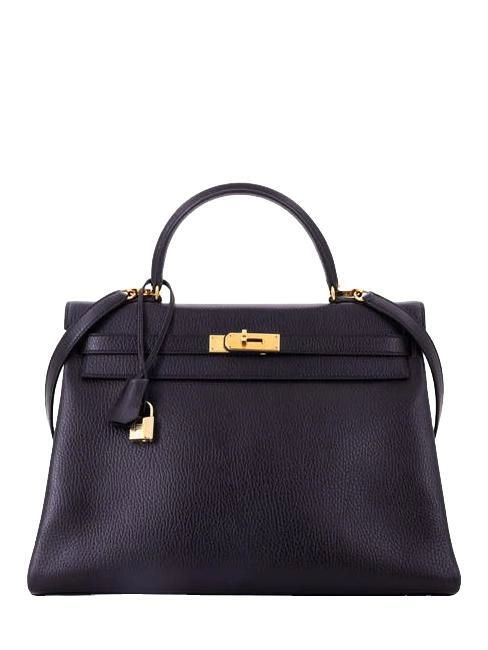 Hermès Kelly Handbag Ardennes With Gold Hardware 35 - Black