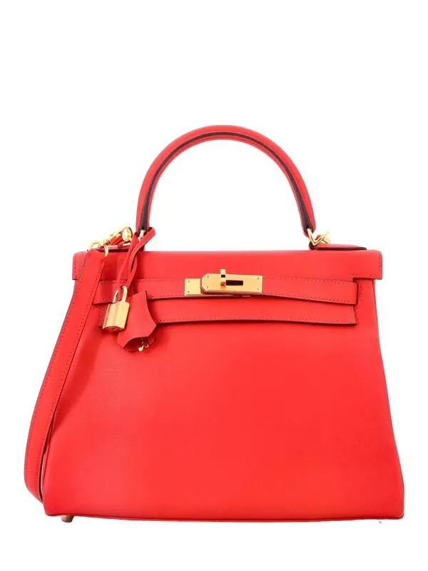 Hermès Kelly Handbag Evercolor With Gold Hardware 28 - Red