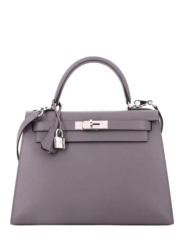Hermès Kelly Handbag Epsom With Palladium Hardware 28 - Grey