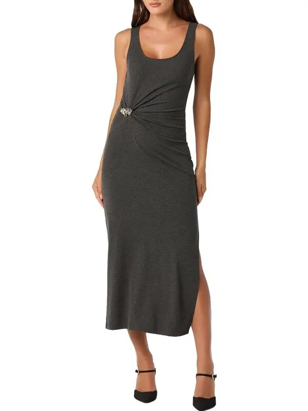 Astr The Label Beckah Sleeveless Midi Dress - Charcoal