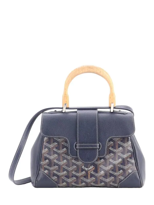 Goyard Saigon Top Handle Bag Coated Canvas With Leather Mini - Blue