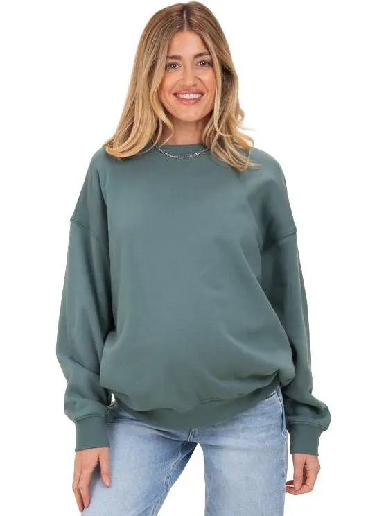 PINKBLUSH Jade Oversized Fleece Sweatshirt - Light Olive