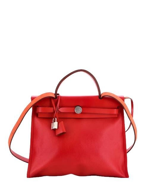 Hermès Herbag Zip Berline Vache Canvas And Leather 31 - Red