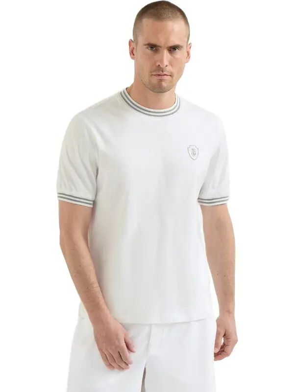 Brunello Cucinelli Cotton Jersey Crew Neck T-shirt With Logo - White