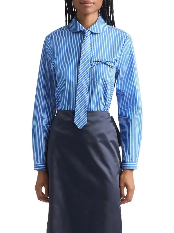Sandy Liang Gemma Cotton Shirt - Blue Multi