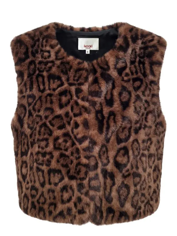 NOOKI DESIGN New Edelweiss Faux Fur Gilet Chocolate Leopard - Brown