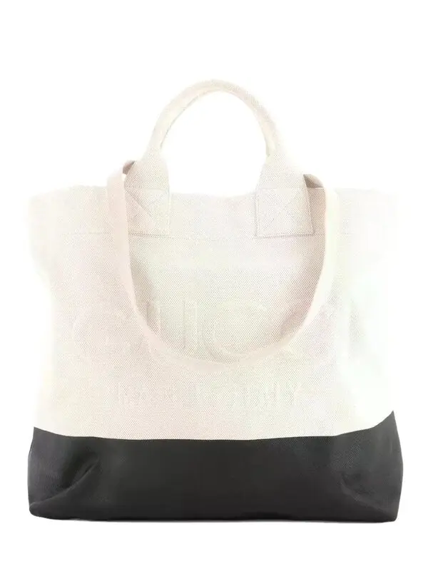 Gucci Logo Embossed Open Canvas Tote Bag - Black