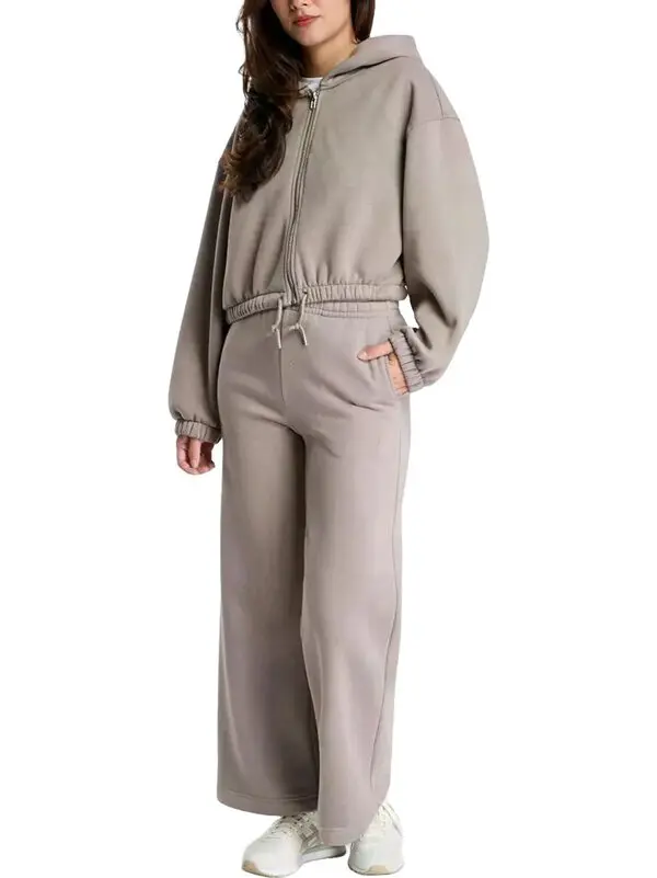 URBAN CLASSICS Cropped Drawstring-hem Hoodie - Neutrals