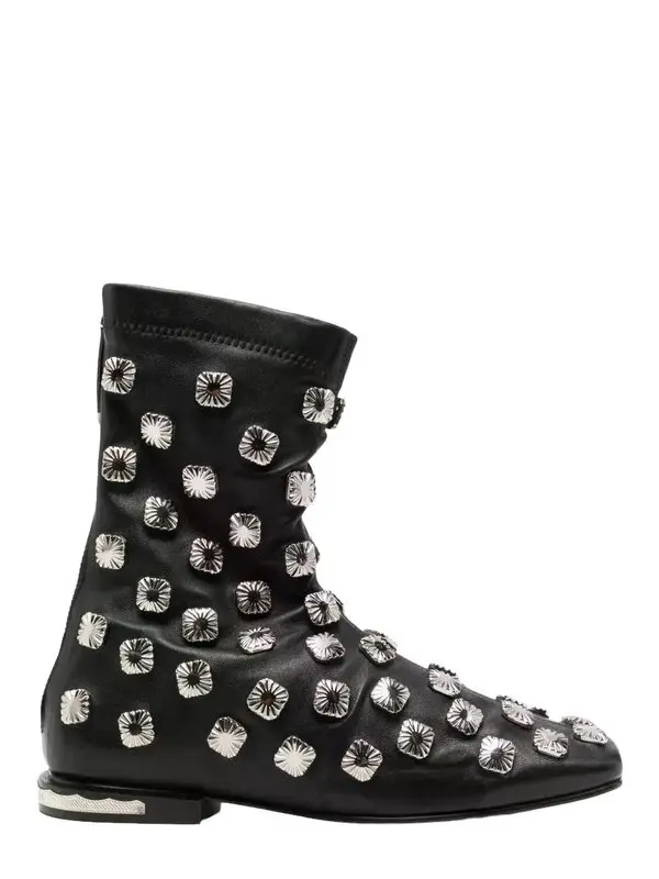 Toga Stud-embellished Leather Boots - Black