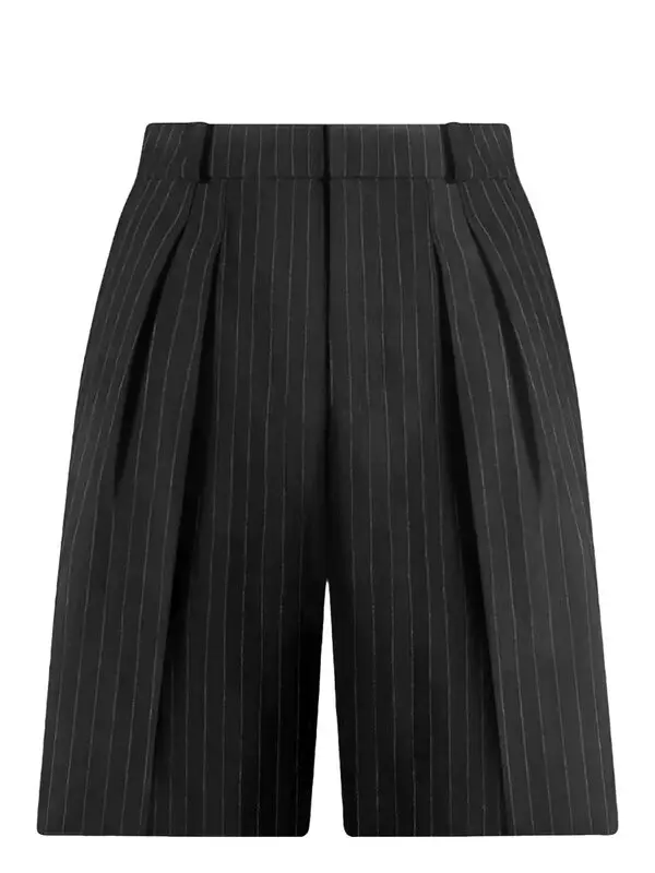 Manière De Voir Lorette In Pinstripe Twin Pleat Tailored Shorts - Black