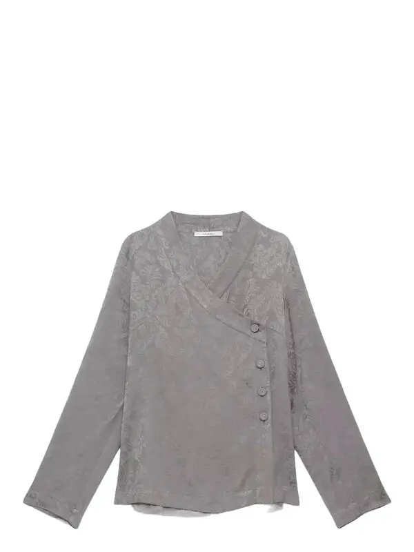 Malìparmi Damask-jacquard Wrap Shirt - Grey