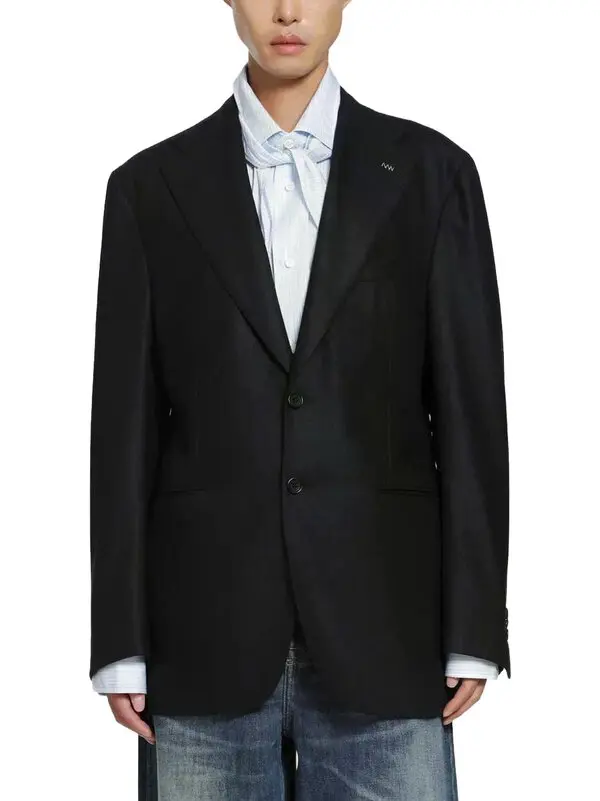SALON C. LUNDMAN Heavy-flannel Single-breasted Jacket - Black