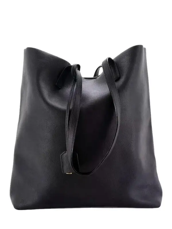 Saint Laurent Shopper Tote Leather Tall Shoulder Bag - Black