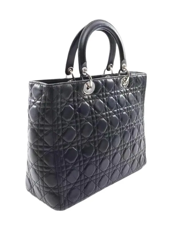 Dior 2000s Large Lady Cannage Two-way Handbag - Black