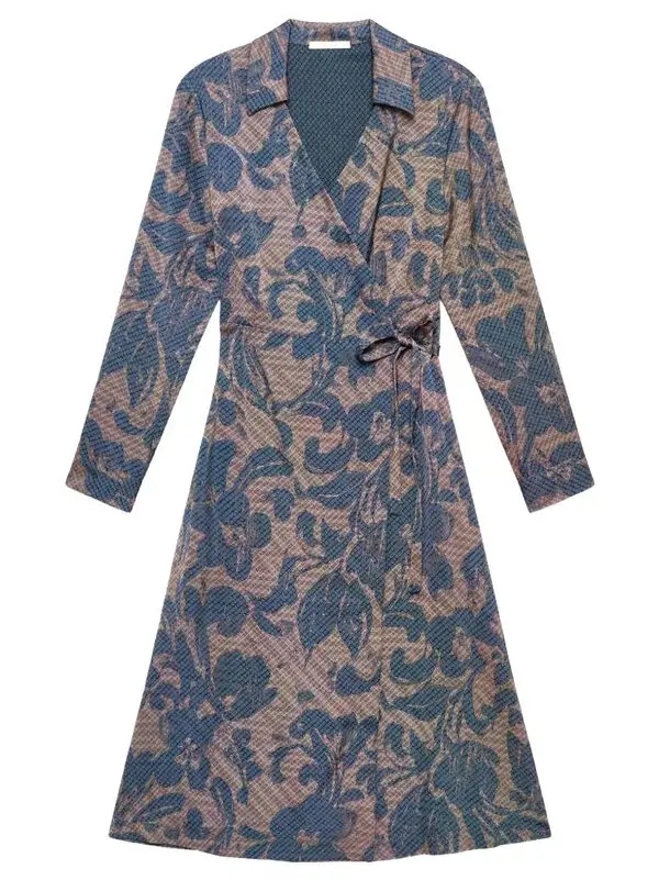 Malìparmi Foliage-print Wrap Midi Dress - Blue