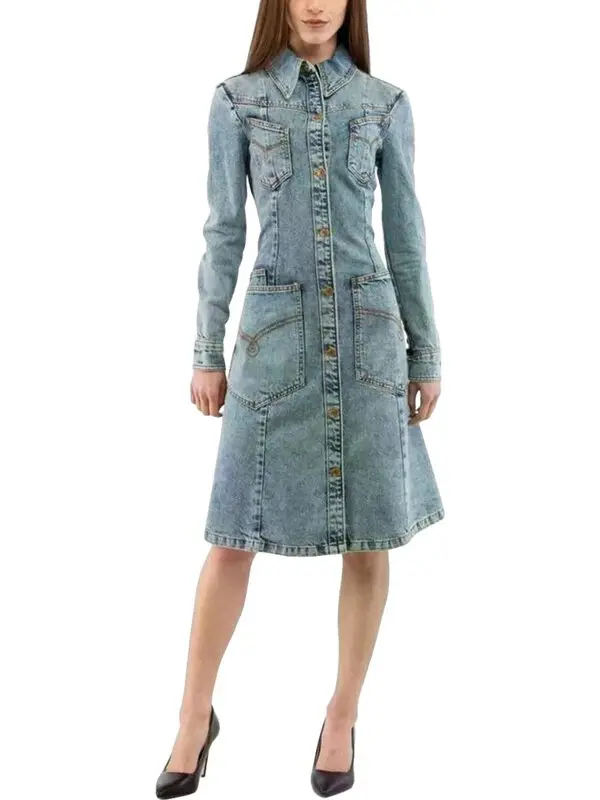 Moschino Button-up Long-sleeve Dress - Blue