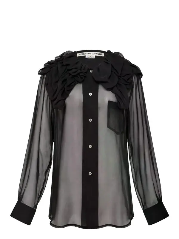 Comme Des Garçons Ruffled Sheer Shirt - Black