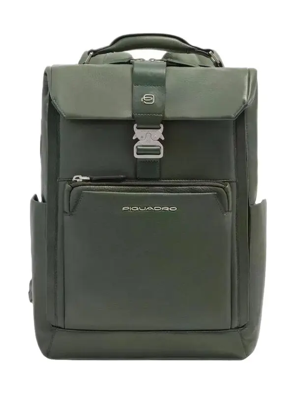 PIQUADRO Buckle-fastening Leather Backpack - Green
