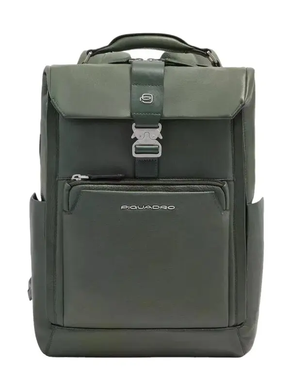 PIQUADRO Buckle-fastening Leather Backpack - Green