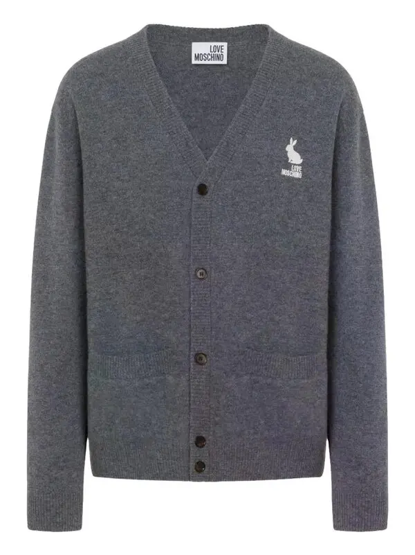 Moschino Rabbit-motif Wool Cardigan - Grey