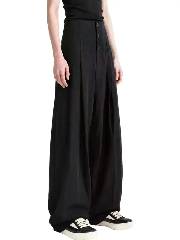 Yohji Yamamoto High-waisted Tapered Trousers - Black