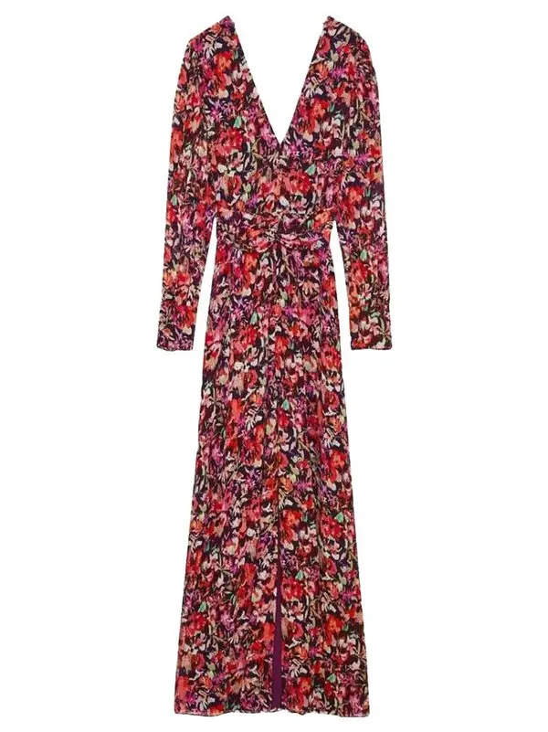 Patrizia Pepe Floral-print V-neck Maxi Dress - Red