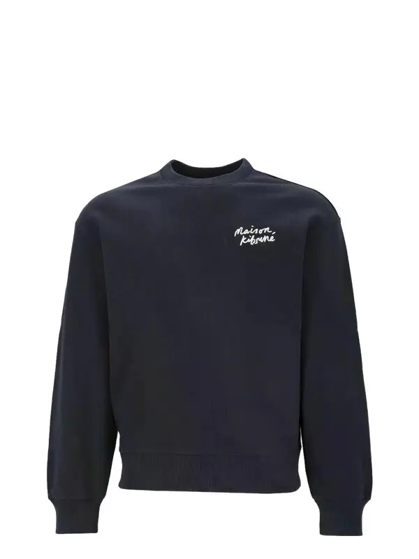 Maison Kitsuné Handwriting Logo-embroidered Hoodie - Blue