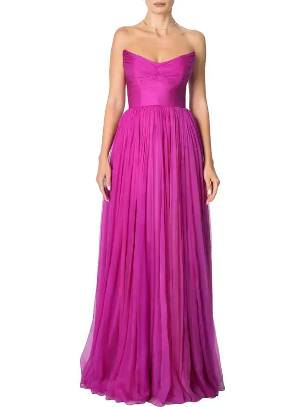 M.MARQUISE Salma Strapless Ruched Maxi Dress - Pink