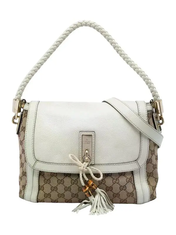 Gucci 2016-2026 Gg Canvas Bella Flap Satchel - White
