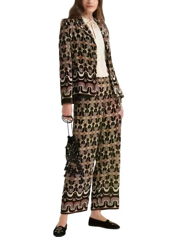Malìparmi Greek-border Velvet Trousers - Brown