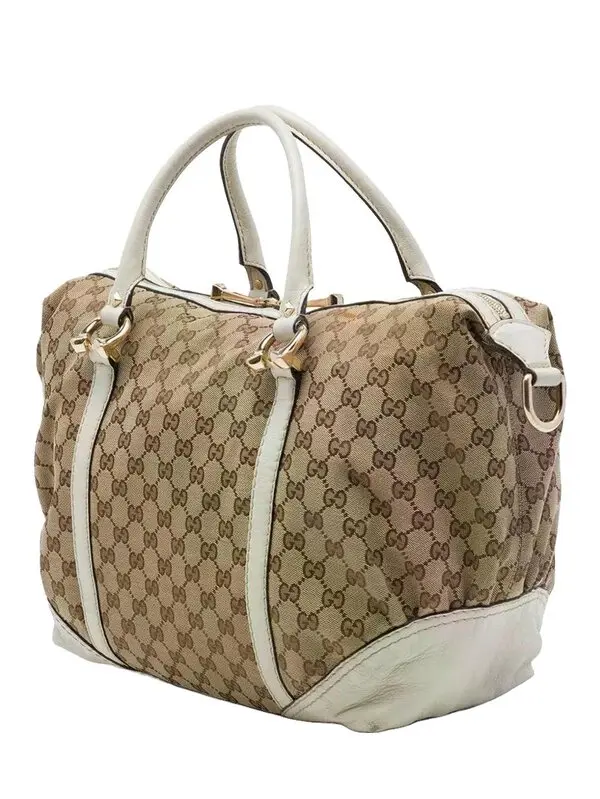 Gucci 2016-2026 Gg Canvas Horsebit Nail Boston Bag - White