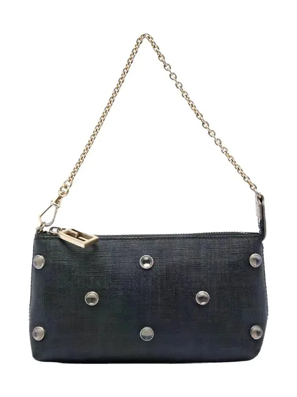 Fendi 2000-2010 Studded Spalmati Chain Pochette Shoulder Bag - Black