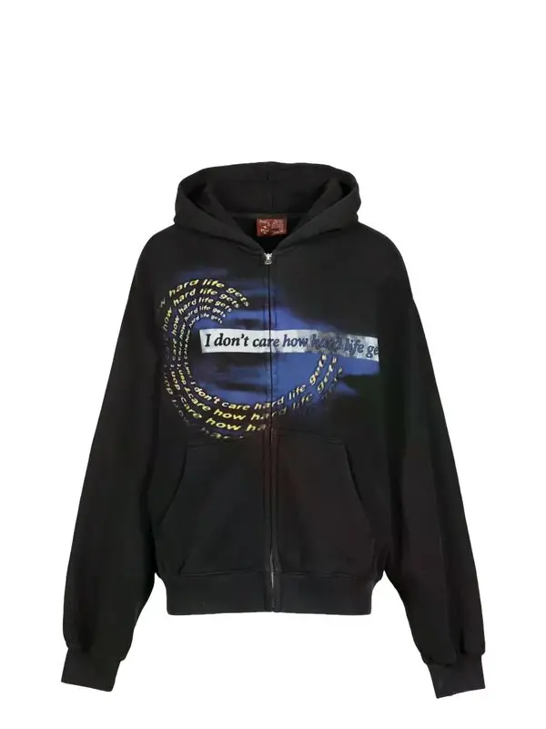 PRAYING Graphic-print Zip-up Hoodie - Black