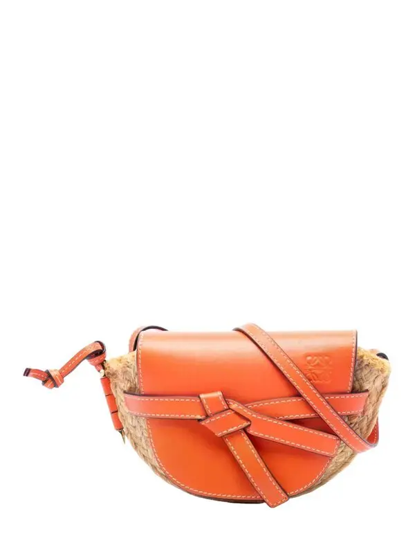 Loewe 2019 Mini Raffia Gate Crossbody Bag - Orange