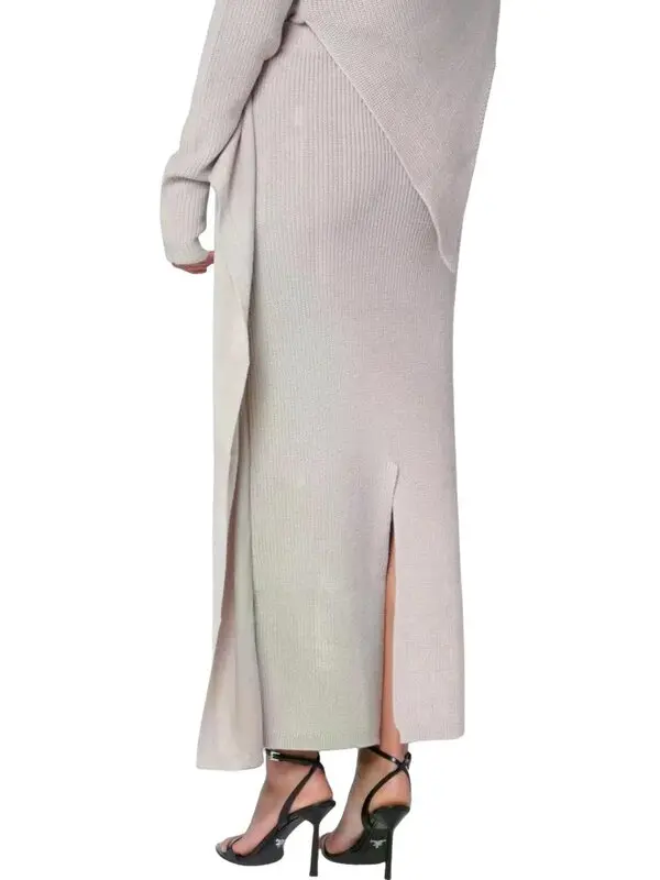 ENTIRE STUDIOS Draped Ribbed-knit Maxi Skirt - Neutrals