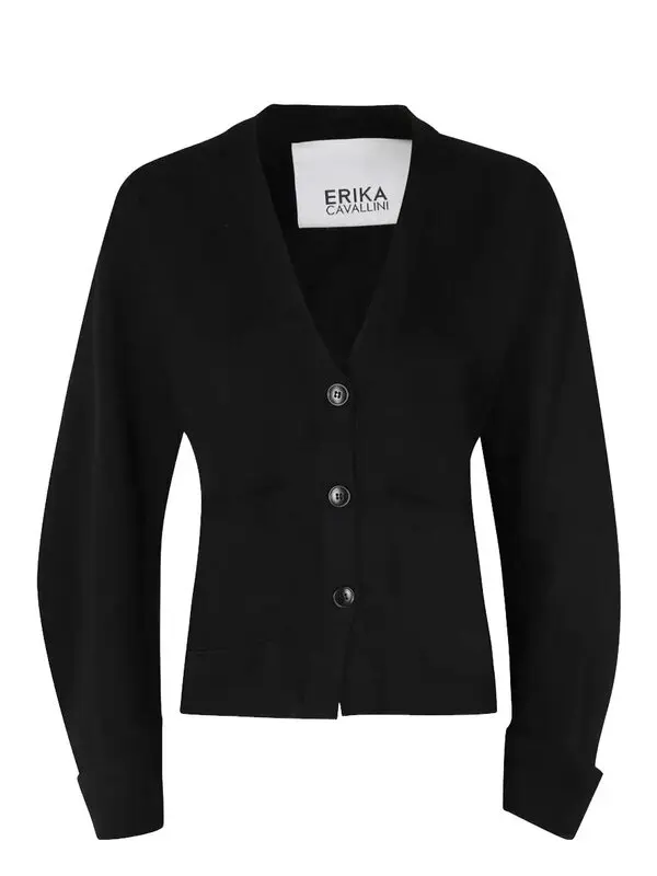 Erika Cavallini Pietro V-neck Patch-pocket Cardigan - Black