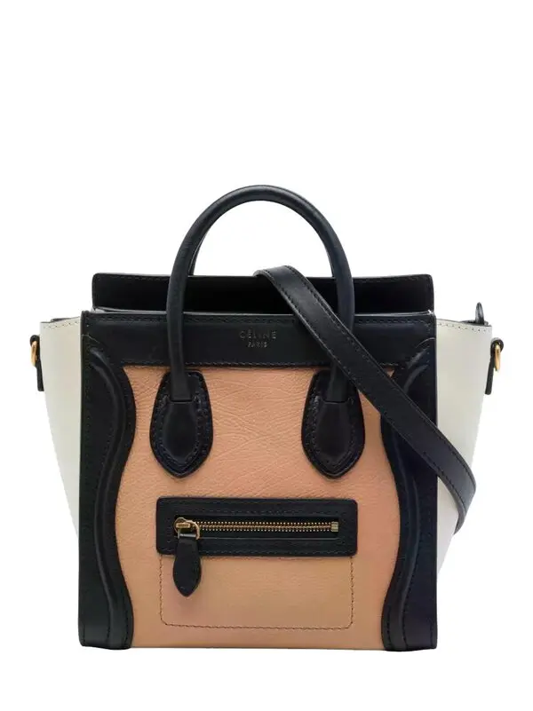 Celine 2013 Nano Tricolor Leather Luggage Tote Satchel - Brown