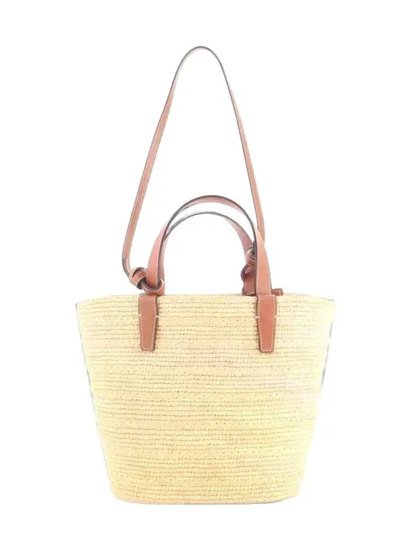 Celine Classic Panier Raffia And Leather Teen Tote Bag - Brown