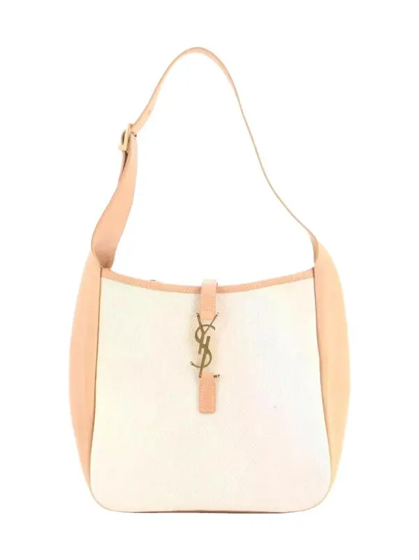 Saint Laurent Le 5 A 7 Supple Canvas And Leather Small Hobo Bag - Neutrals