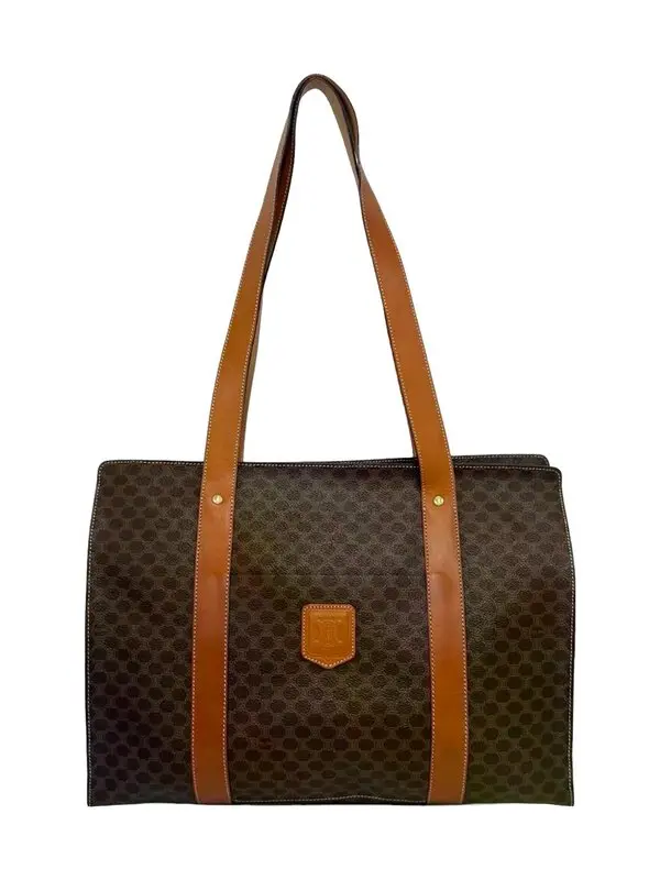 Celine 1996 Macadam Coated Canvas Tote Bag - Brown