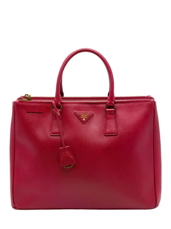Prada 2013-2026 Large Saffiano Lux Galleria Double Zip Tote Bag - Red