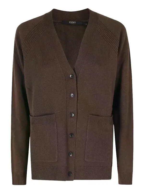 Seventy V-neck Patch-pocket Cardigan - Brown